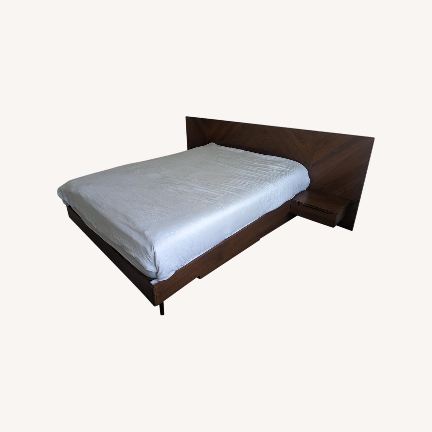 Article Walnut Queen Bed With Drawers & Storages - AptDeco