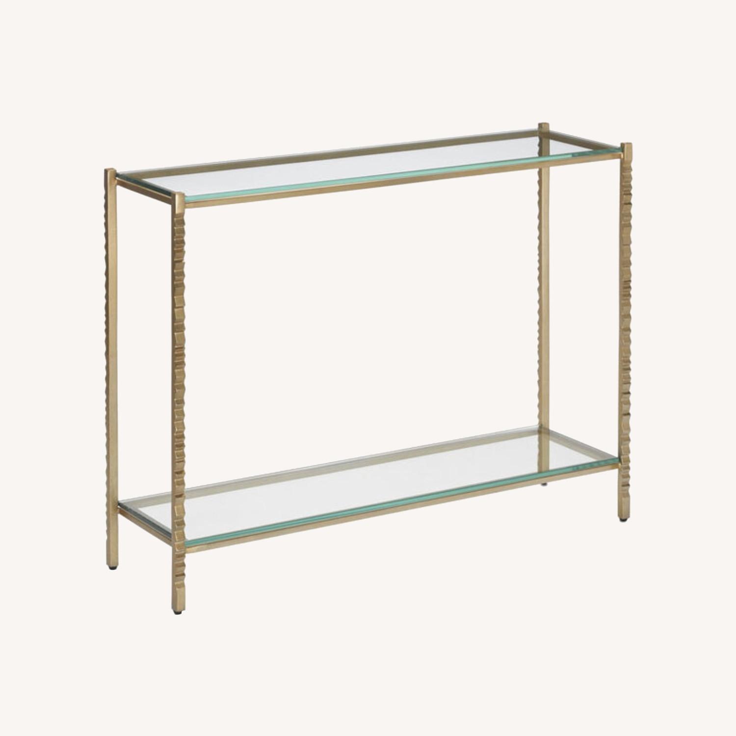Currey and Company Logan Gold and Clear Glass Console Table - AptDeco