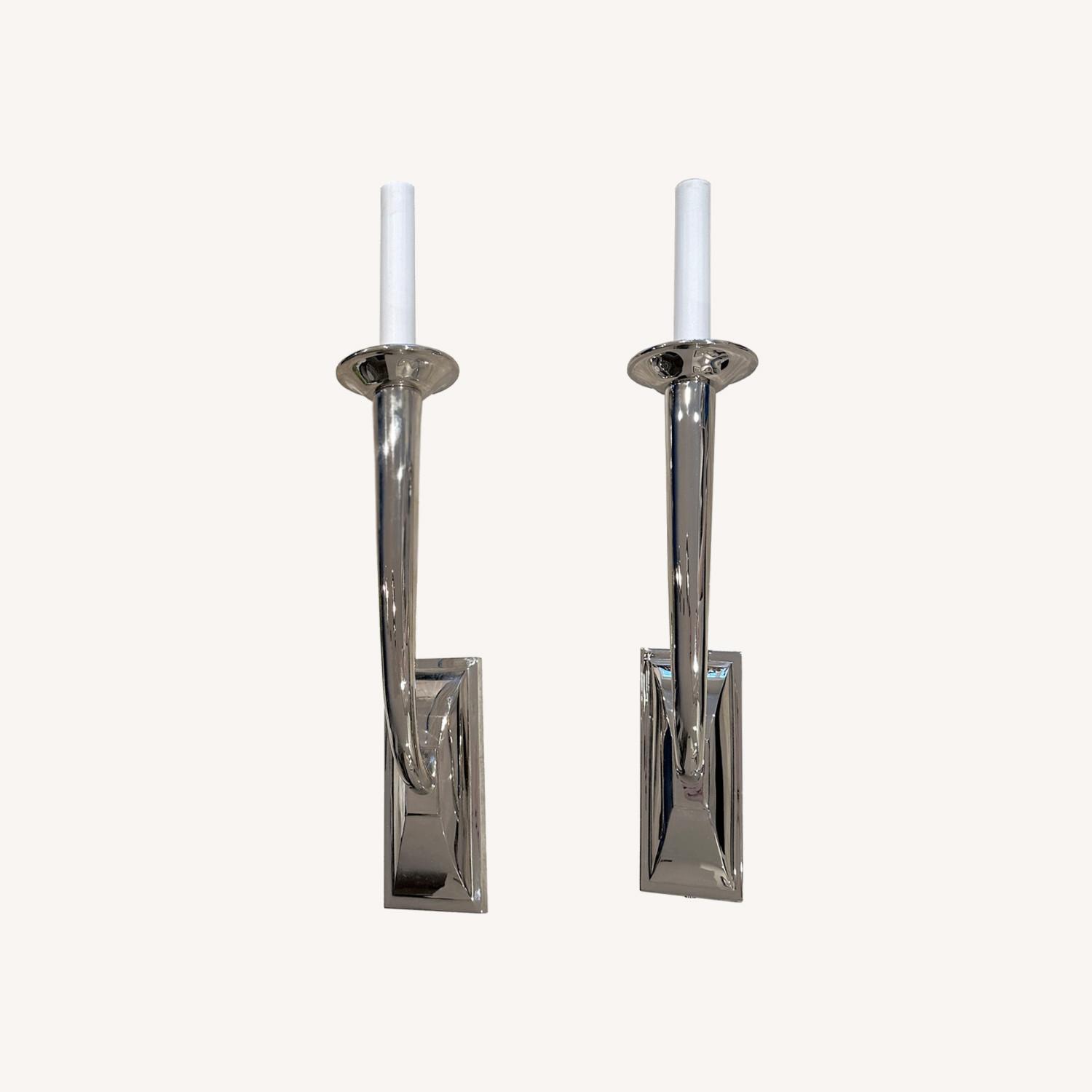 Visual Comfort Polished Nickel French Deco Horn Sconces - AptDeco