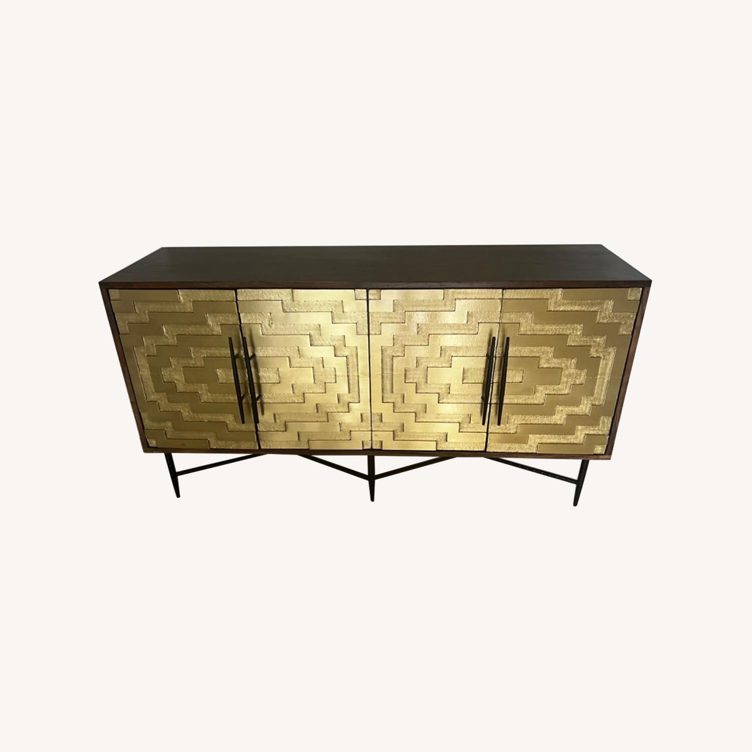 Wayfair Gold and Walnut Buffet Table - AptDeco