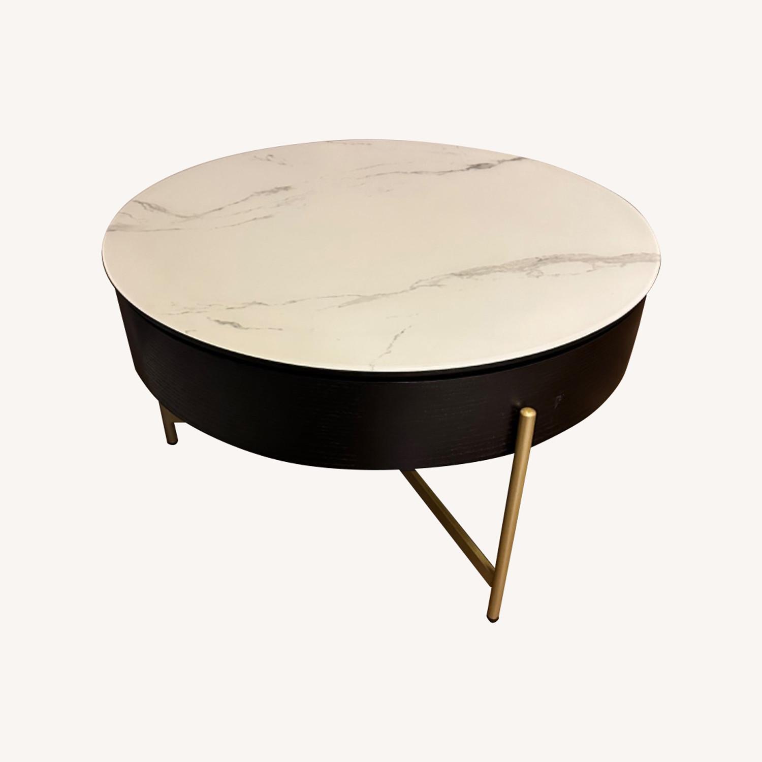 Homary Marble Wood Multifunctional Coffee Table - AptDeco