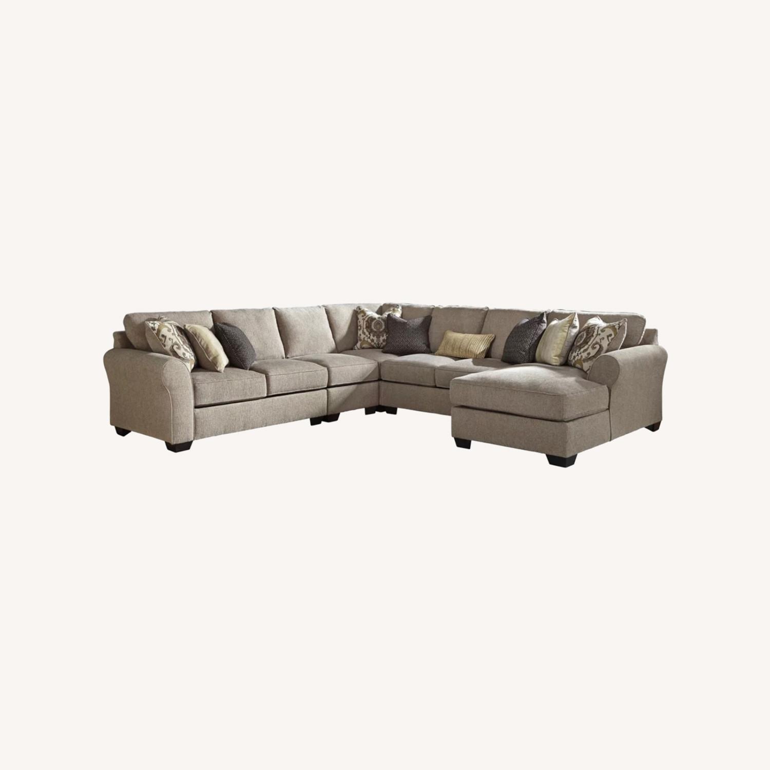 Raymour & Flanigan Marvin 5 piece Sectional Driftwood Sofa - AptDeco