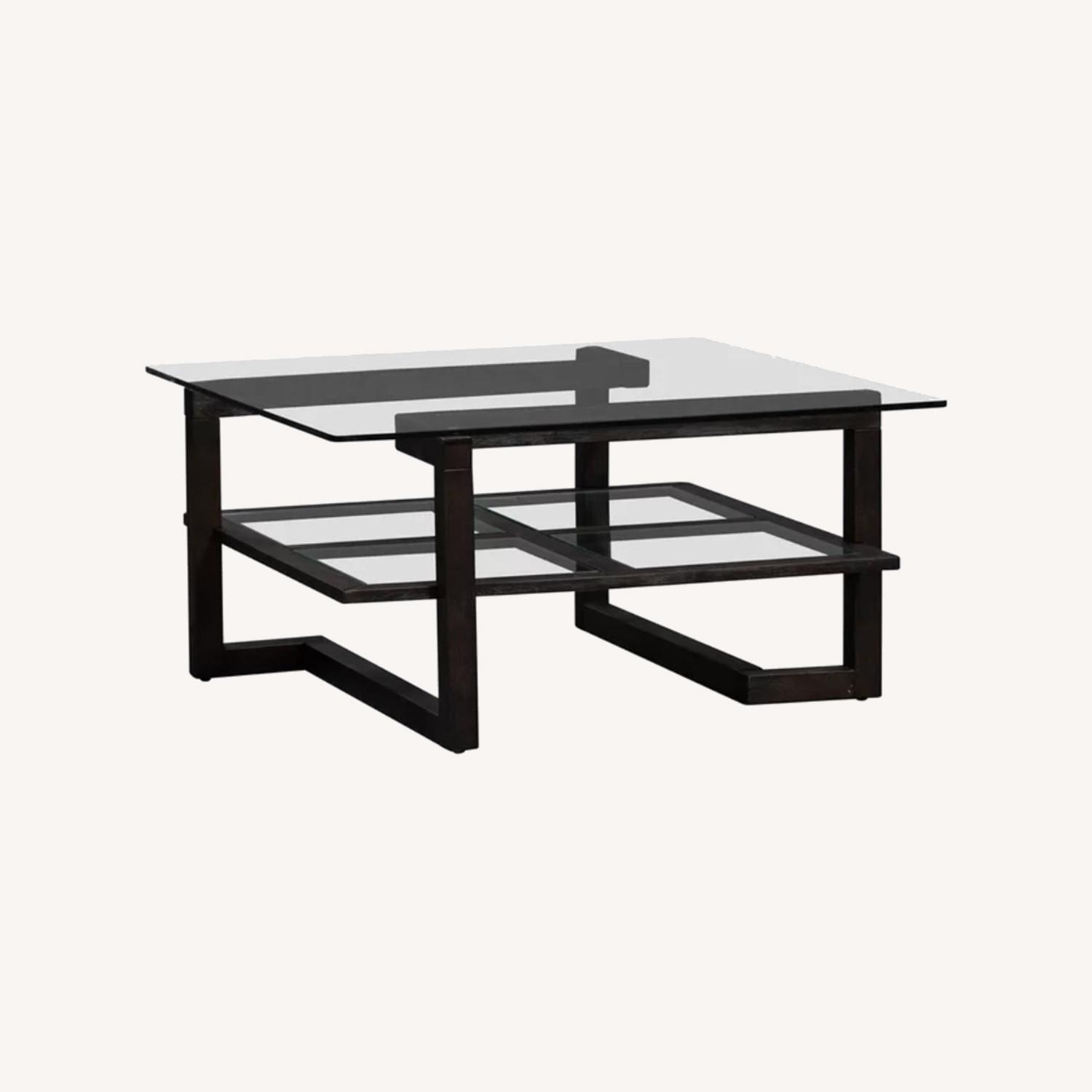 Wayfair Wrought Studio Cotreau Glass Wood Coffee Table AptDeco