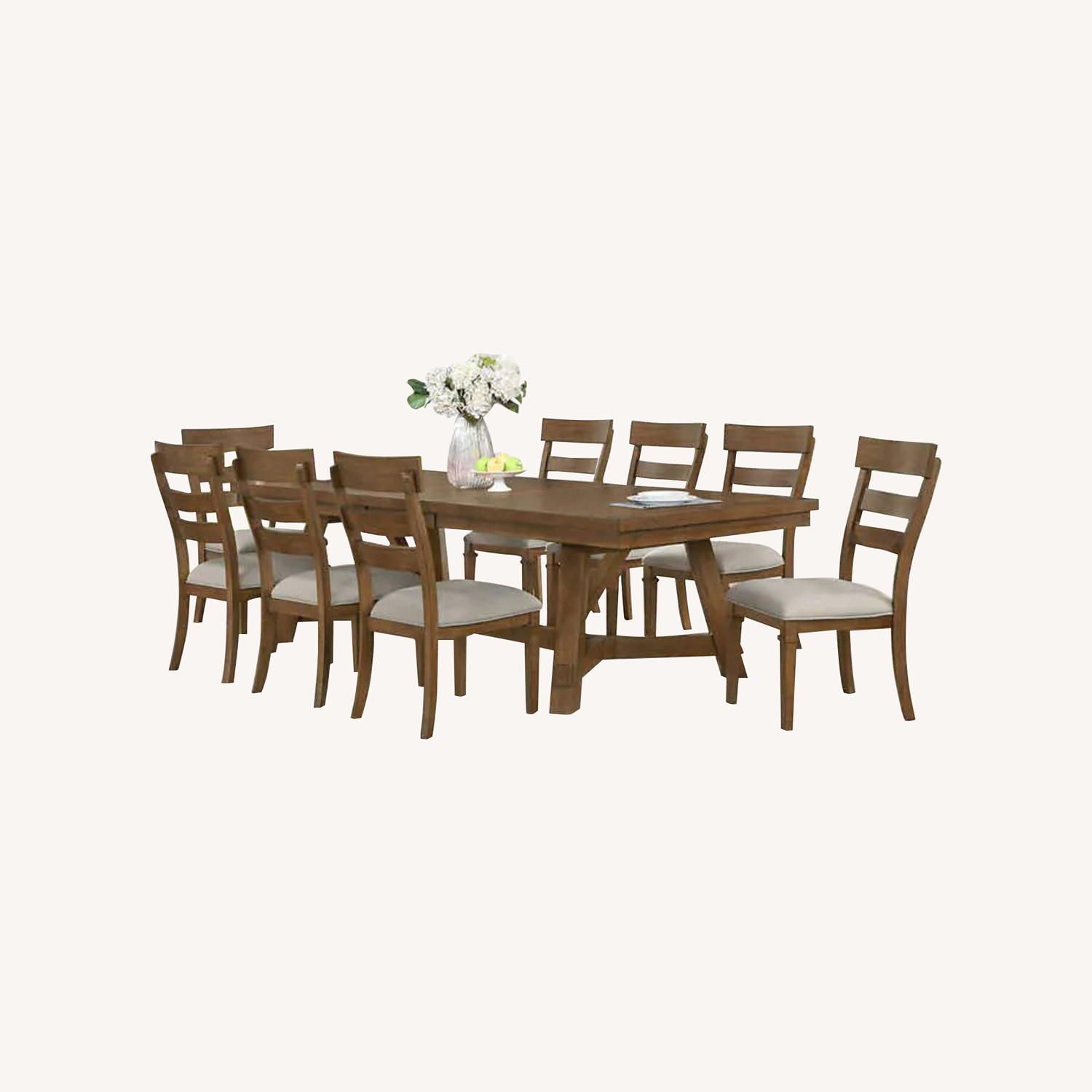 Costco 9pc Solid Wood Dining Table Set - AptDeco