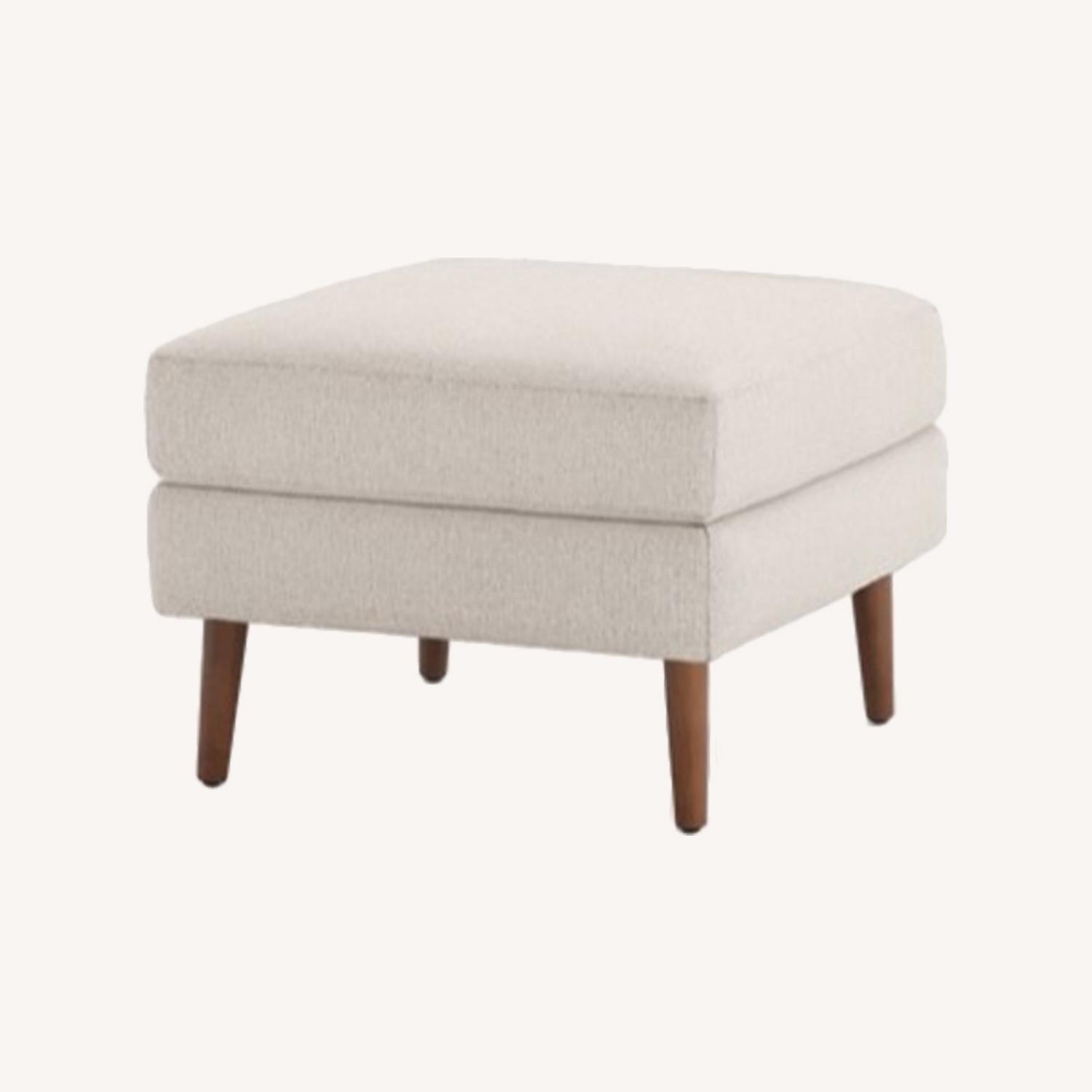 Burrow Nomad Ivory Fabric Ottoman - AptDeco
