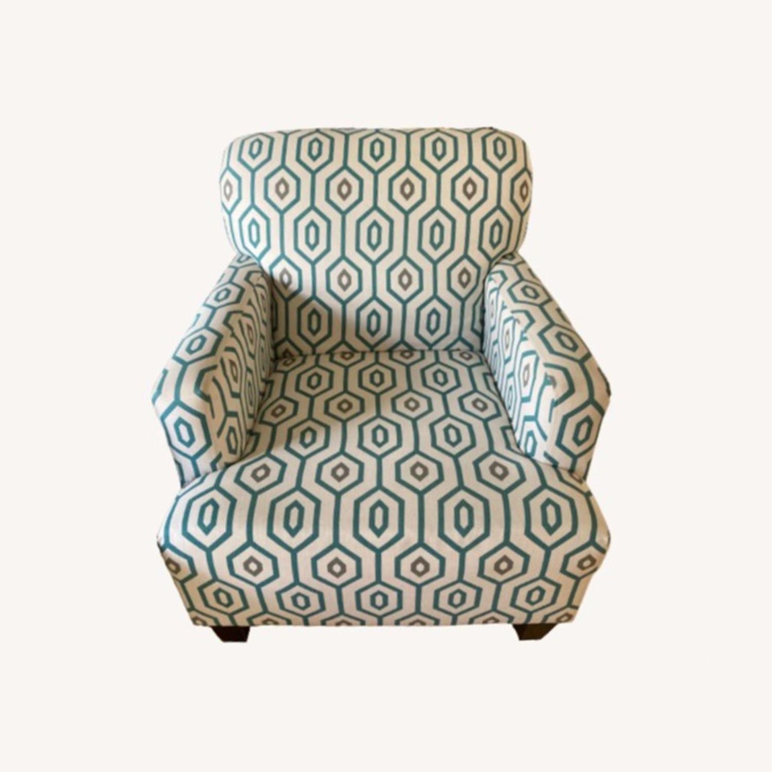 Pair Geometric Pattern Contemporary Club Chairs - AptDeco