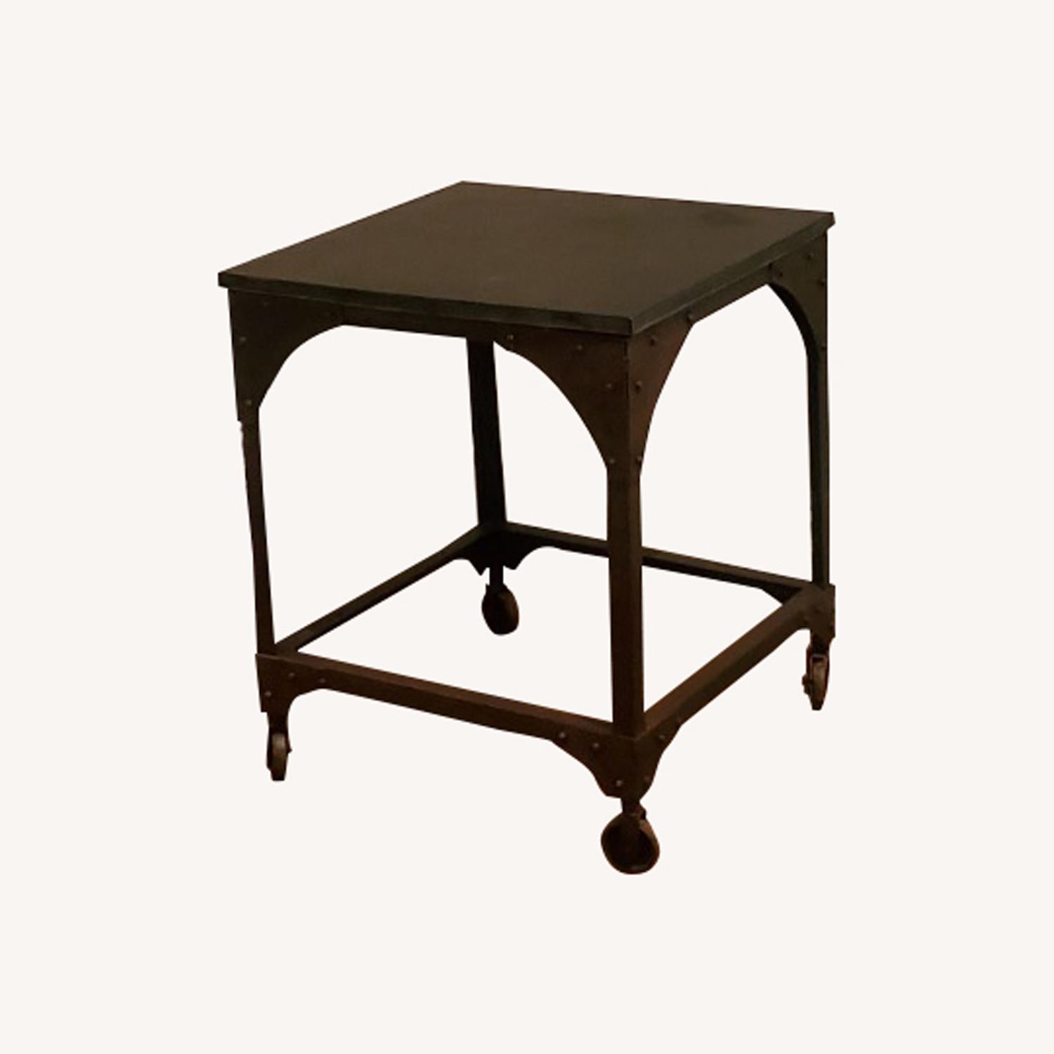 Pair of Slate Top Metal Vintage Tables - AptDeco