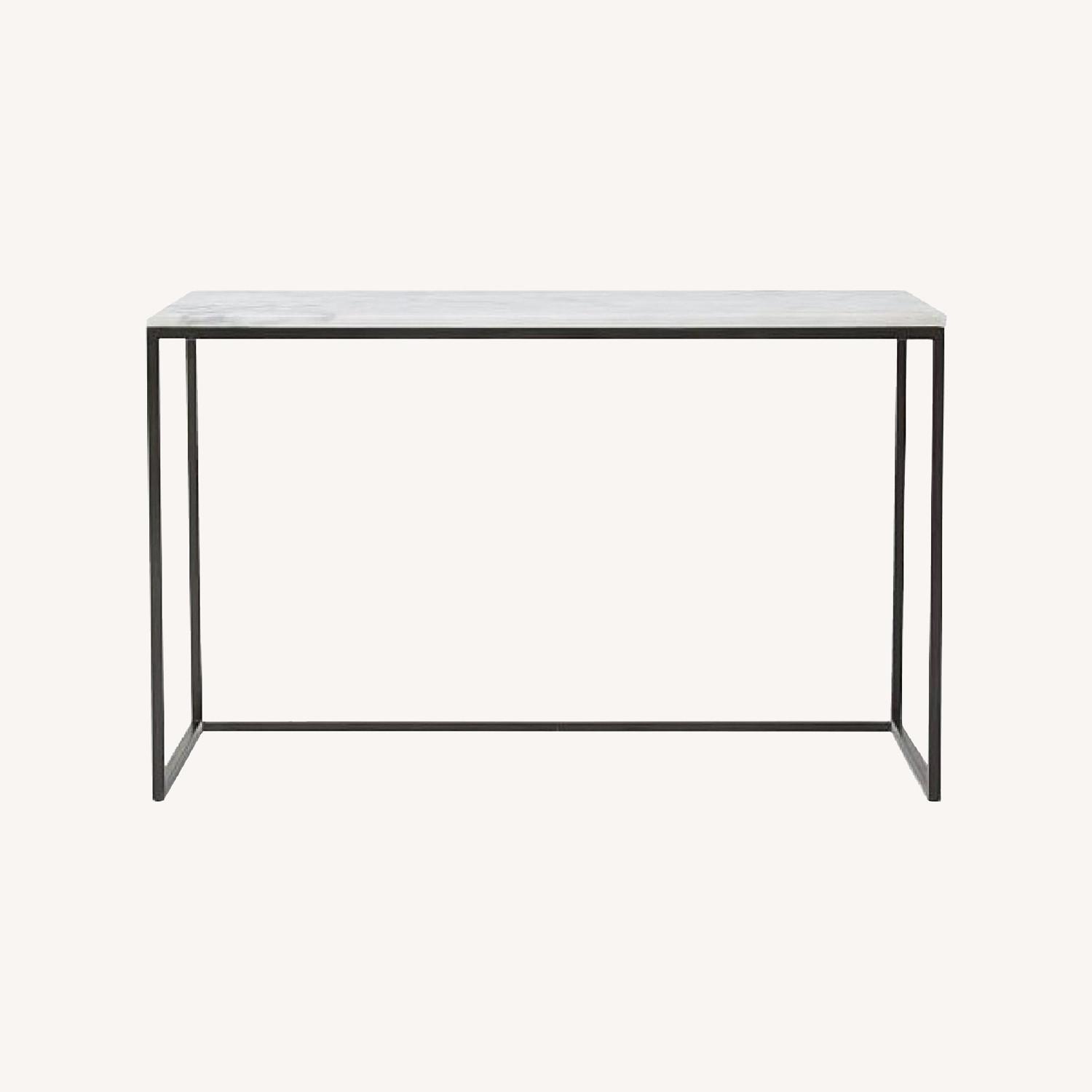 West Elm Box Frame Console Marble/Antique Bronze - AptDeco