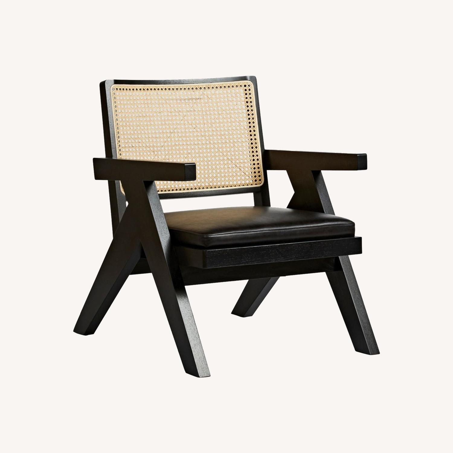 Rejuvenation Tuttle Leather & Caned Lounge Chair - AptDeco