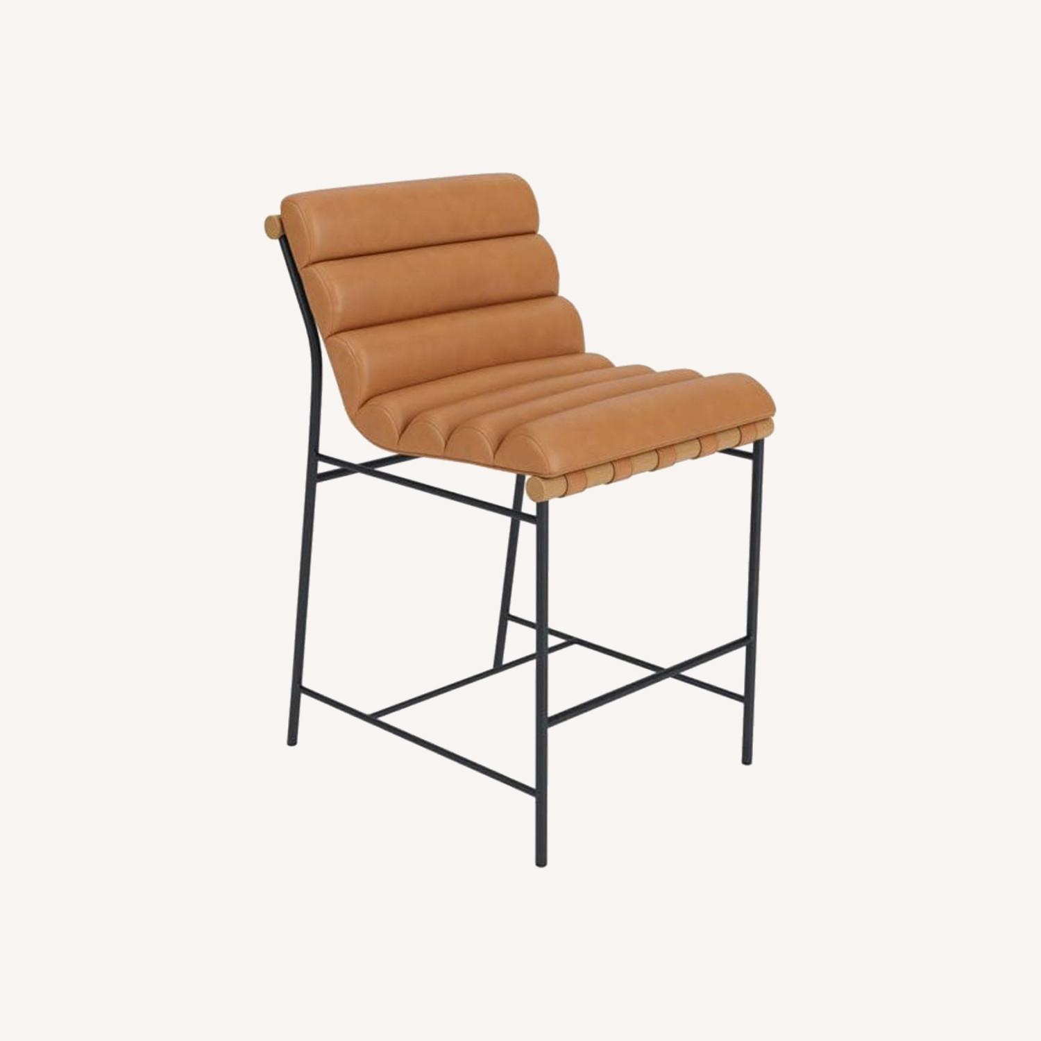 Denver Modern Vail Stool, White Oak,Saddle Leather - AptDeco