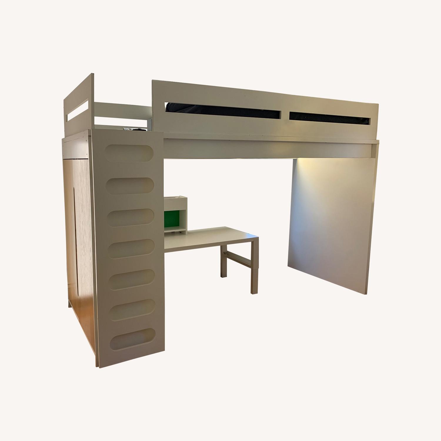 DucDuc Alex Lefty Loft Twin Bed With Armoire - AptDeco