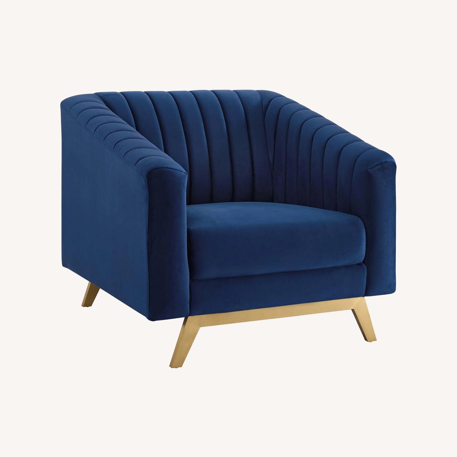 Blue Velvet Armchair - AptDeco