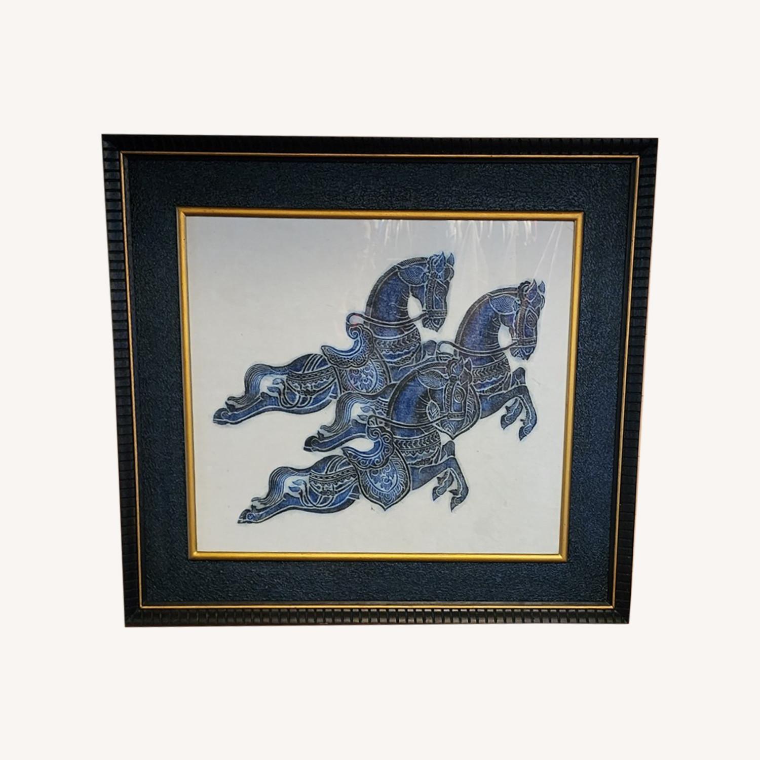 Angkor Wat Temple Indigo Rubbing Frame MCM - AptDeco