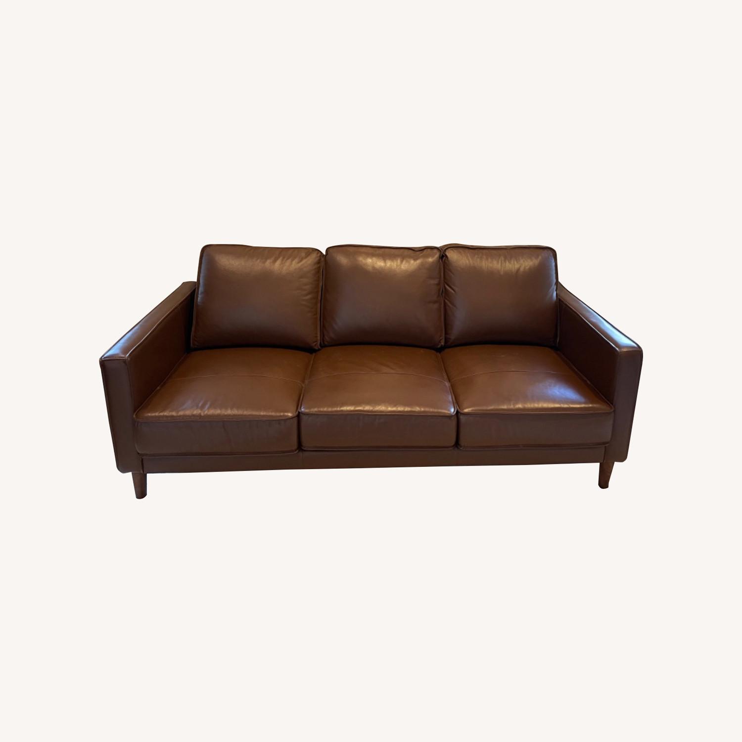 Brown leather 3 Seat Sofa - AptDeco