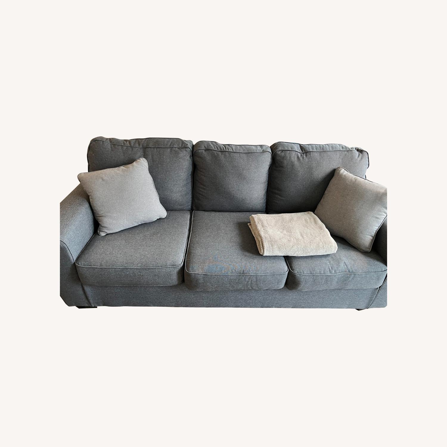 Ashley Gray Couch + Pillows - AptDeco