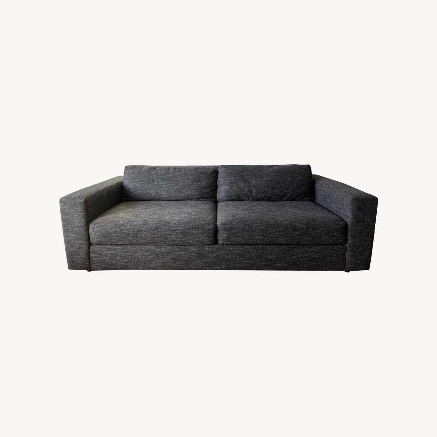 West Elm Urban Charcoal Heathered Tweed Sofa - AptDeco