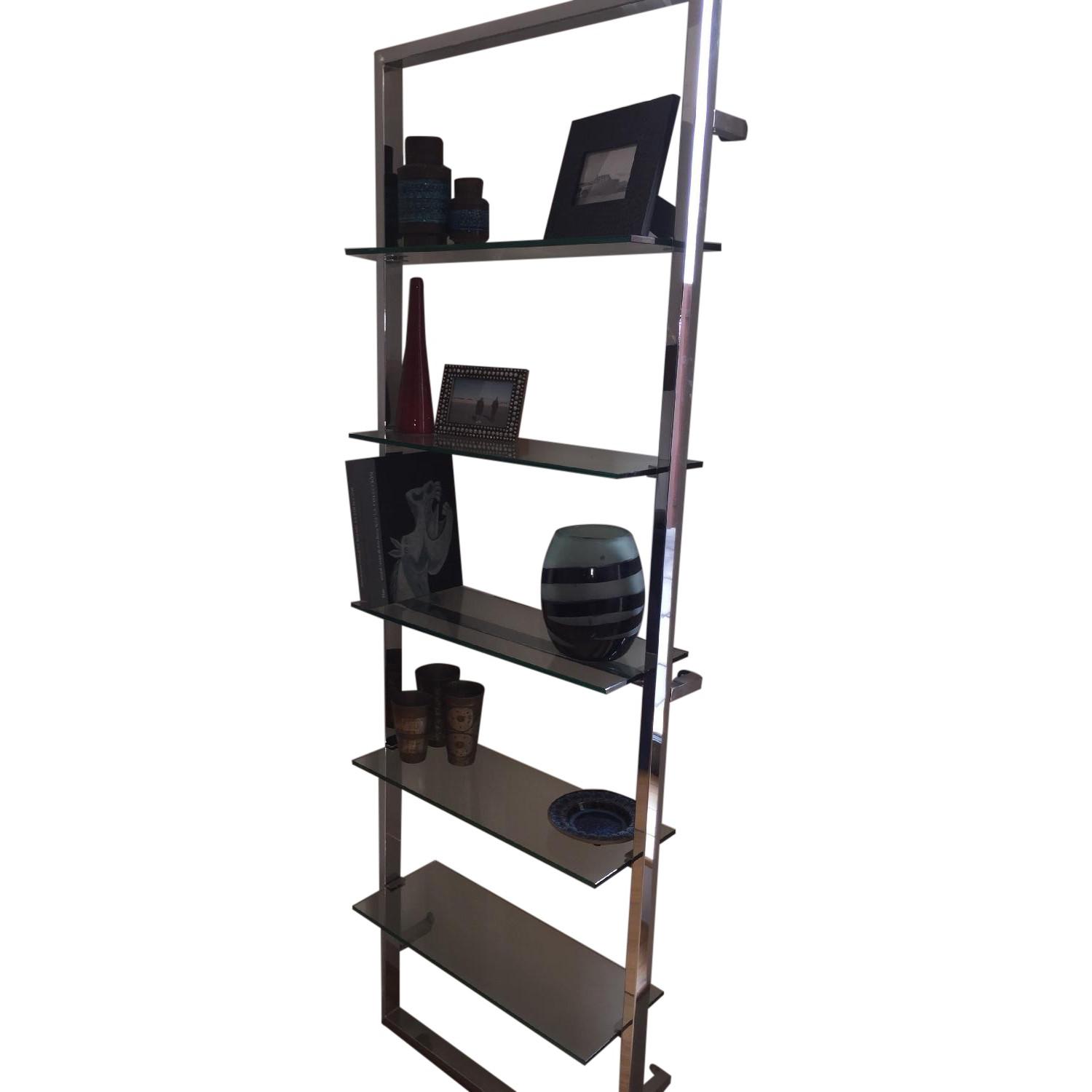 CB2 Tesso Chrome Wall Mounted Bookcase - AptDeco