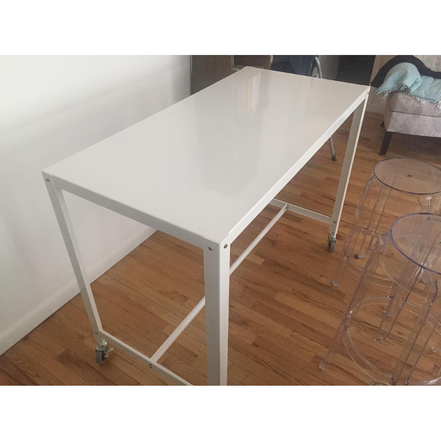 CB2 Go Cart Rolling Desk/Counter Table - AptDeco