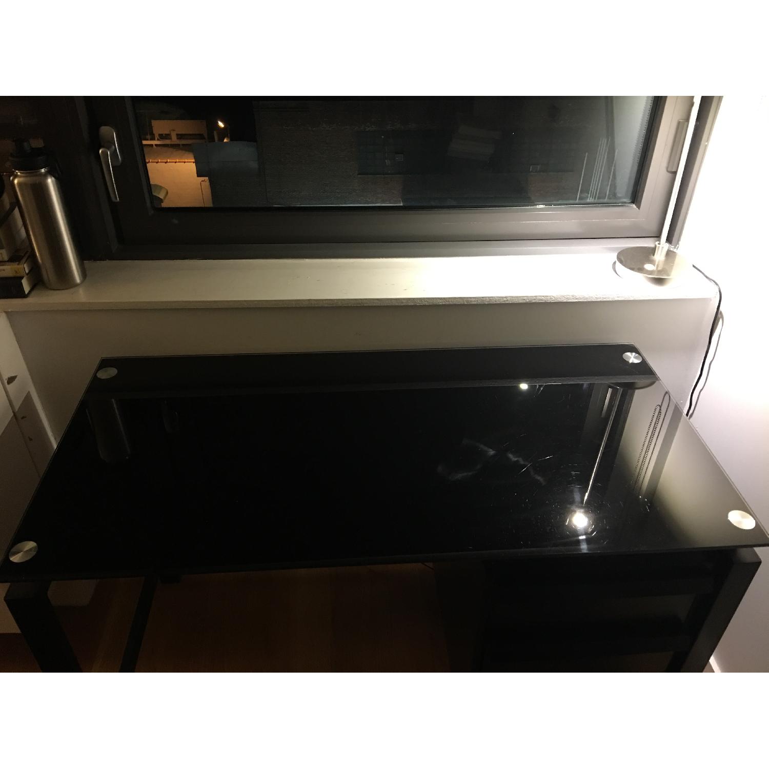 Hovering Glass Top Desk - AptDeco