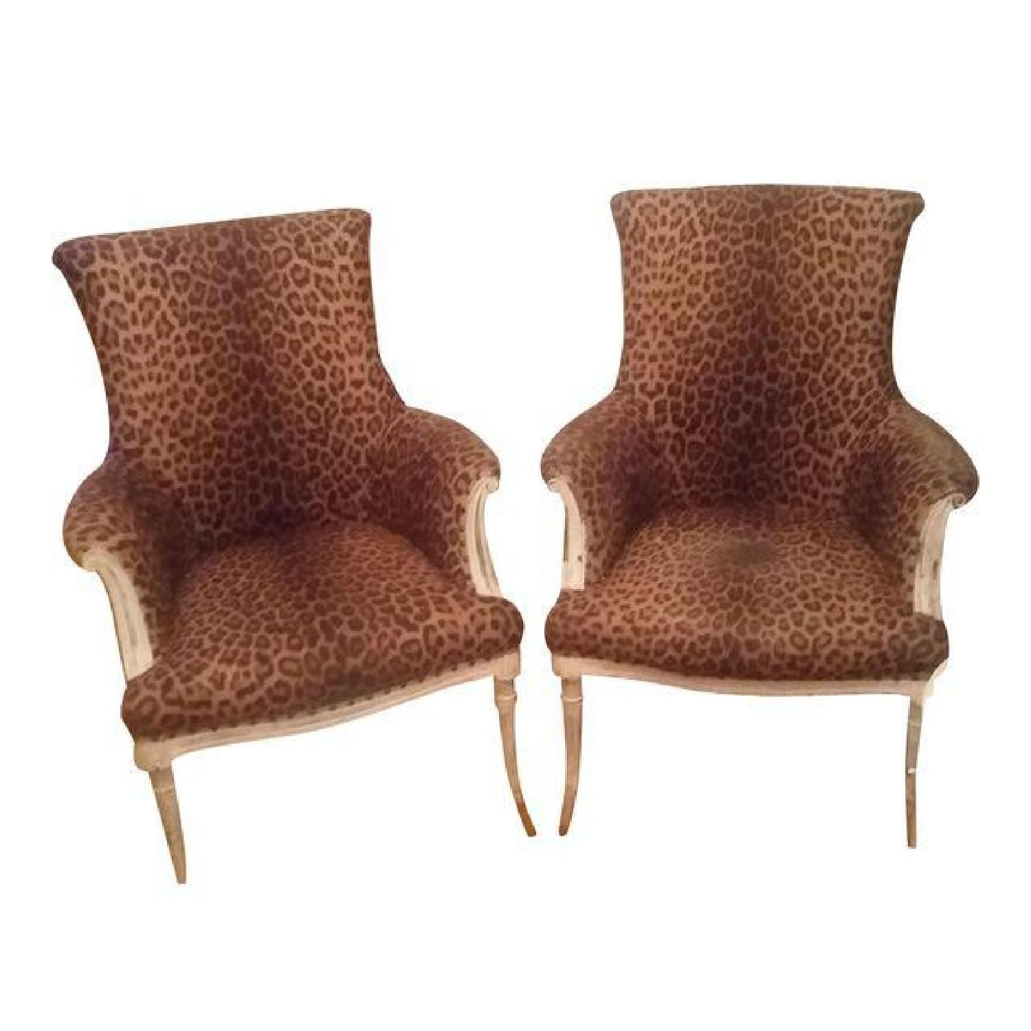 Vintage Reupholstered Leopard Accent Chairs - A Pair - AptDeco