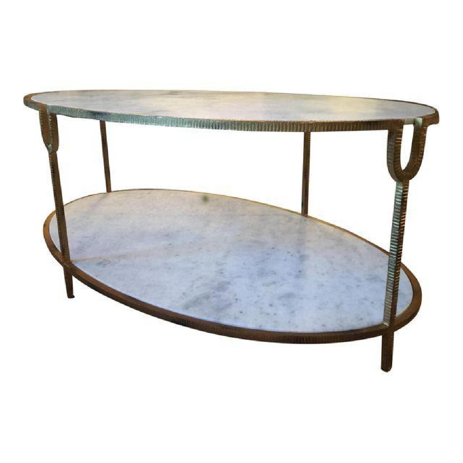 Mecox Gardens Marble Top Coffee Table - AptDeco