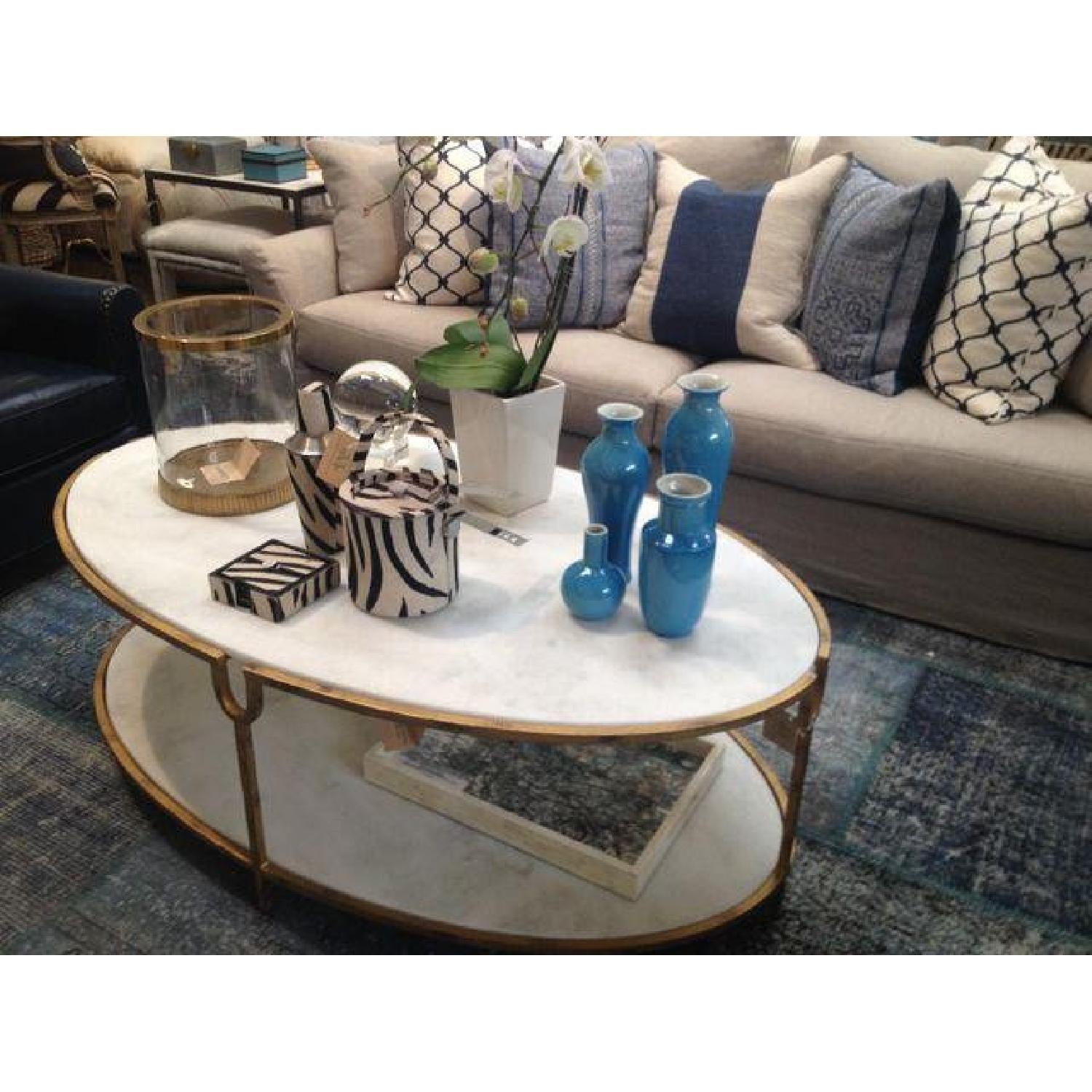 Mecox Gardens Marble Top Coffee Table - AptDeco
