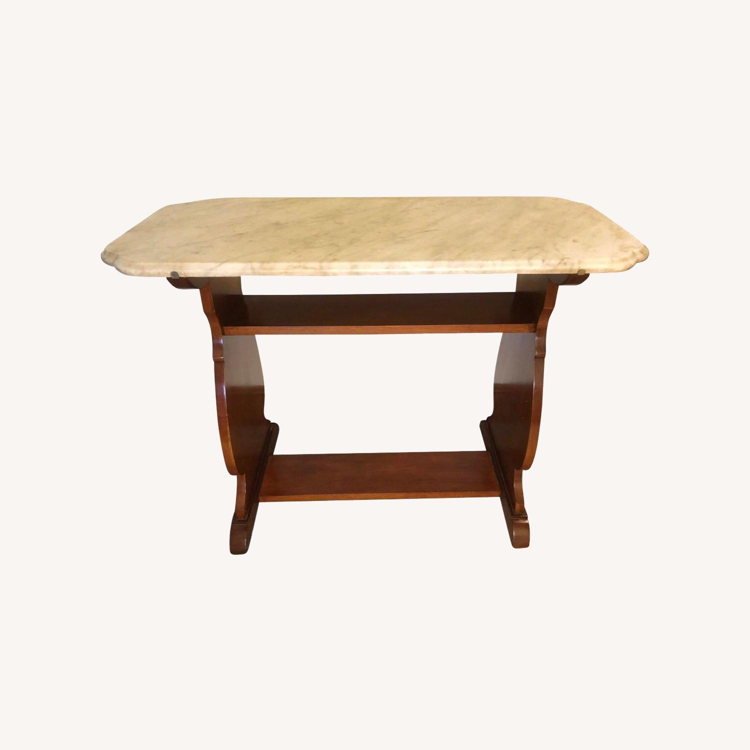 Antique Marble Top Mahogany Entry Way Table - AptDeco