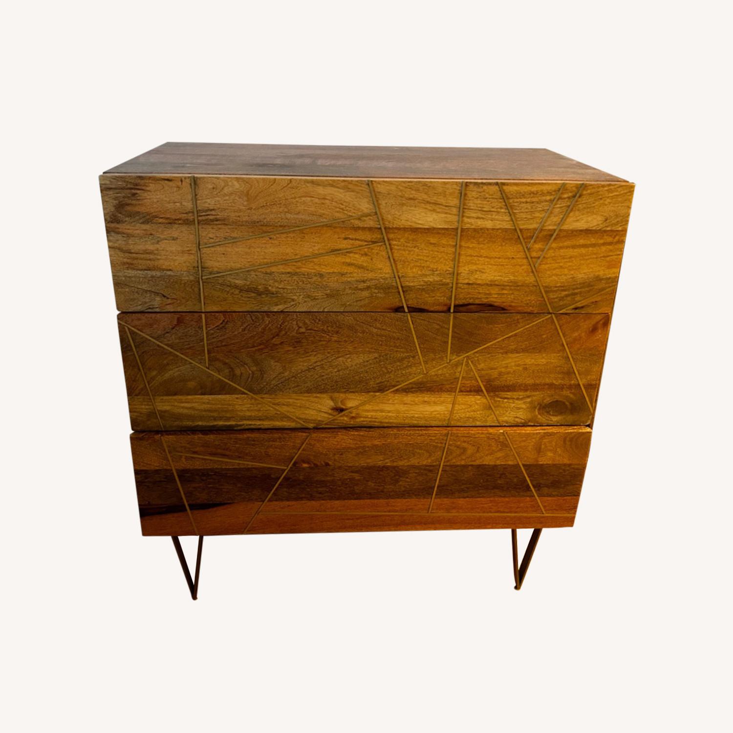 West Elm 3 Drawer Dresser - Metal Inlay Mango Wood - AptDeco