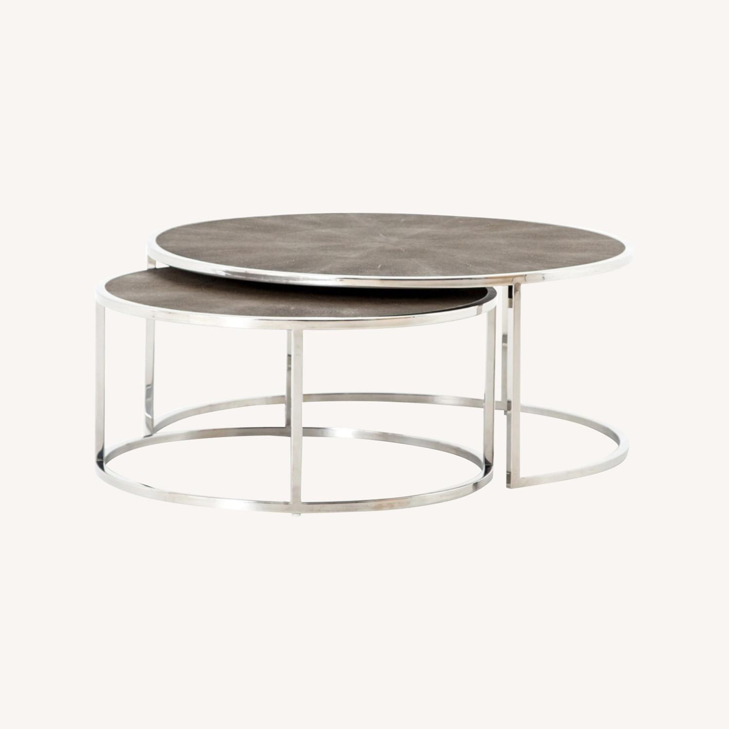 Four Hands Shagreen and Chrome Nesting Coffee Table - AptDeco