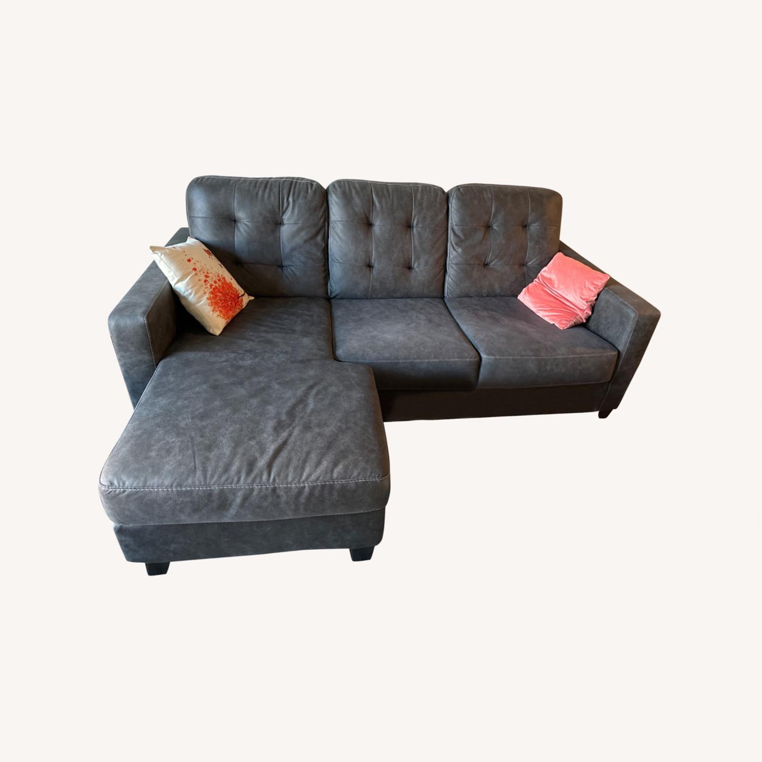 Grey Suede Sofa - AptDeco