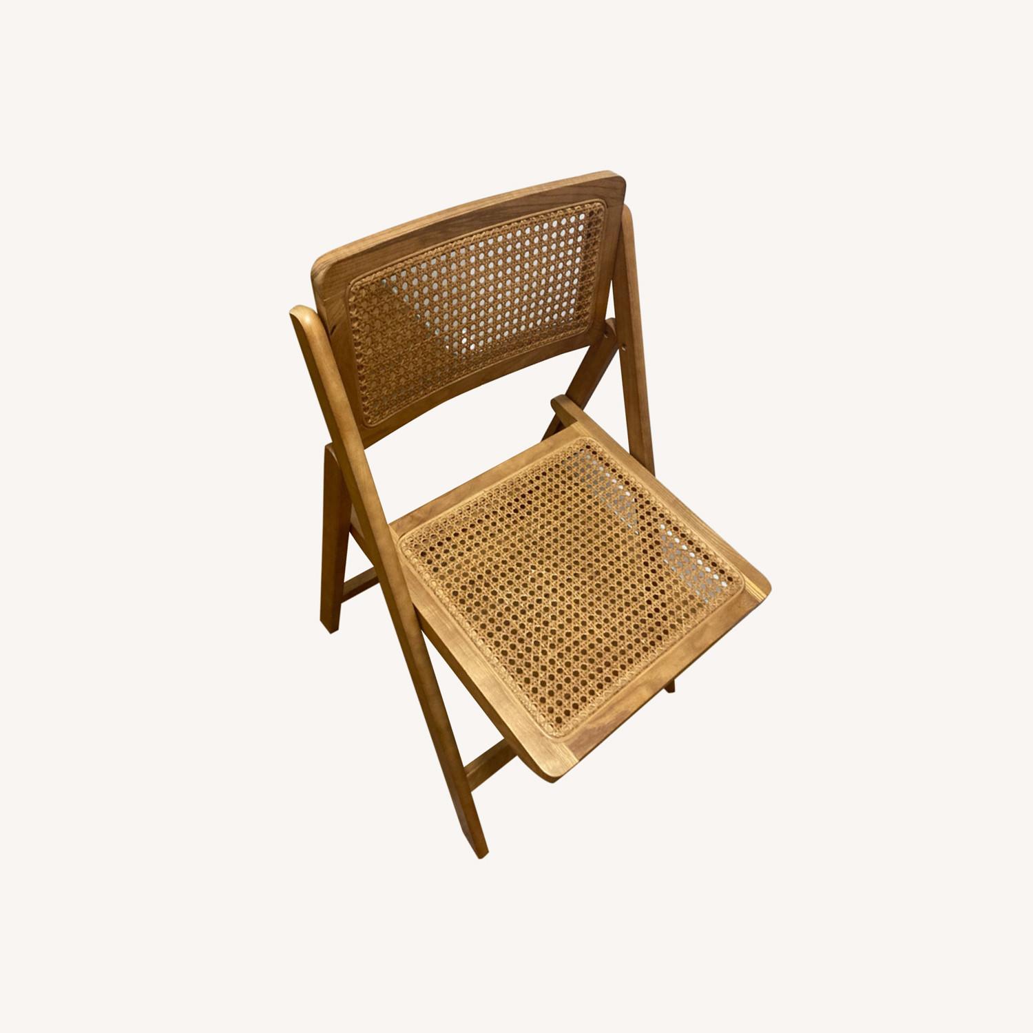 Zara Home Rattan and Wood Folding Chair - AptDeco