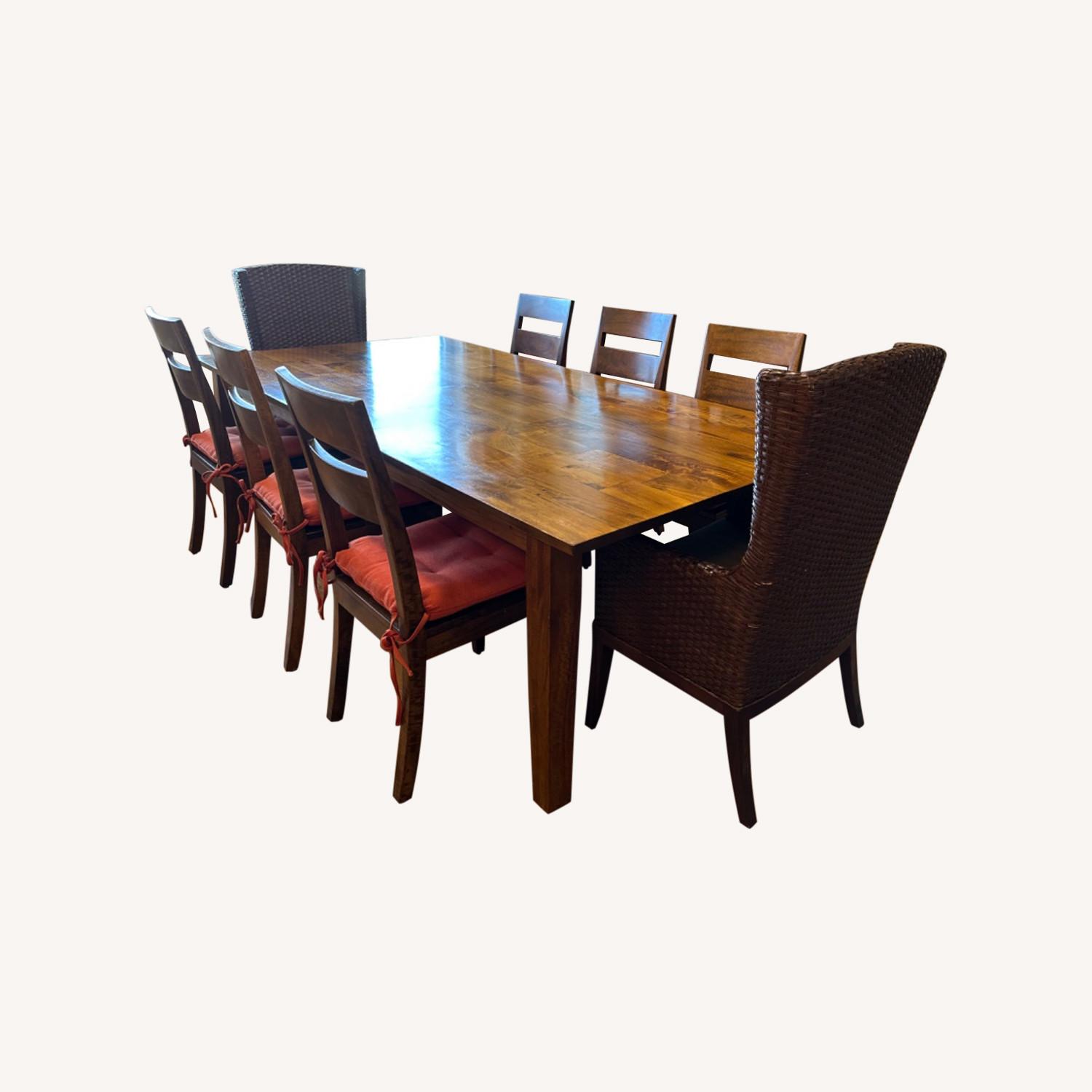 Large Farmstyle Table and 10 Chairs - AptDeco