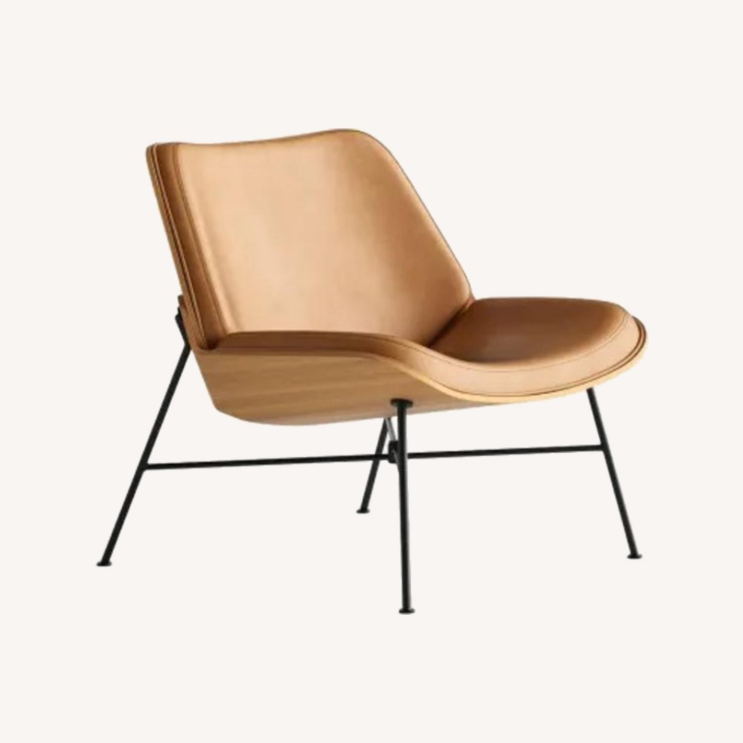 Burrow The Vesper Wood & Leather Lounge Chair - AptDeco