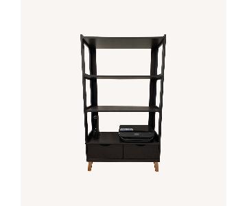 Black Wood Shelving Wall Unit - AptDeco