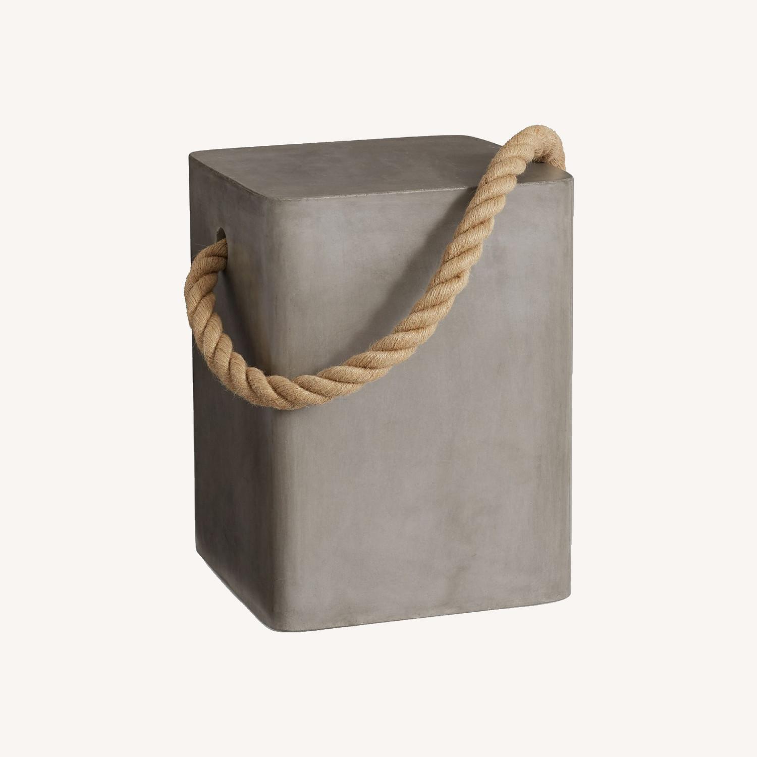 Coastal Concrete & Rope Side Table - AptDeco