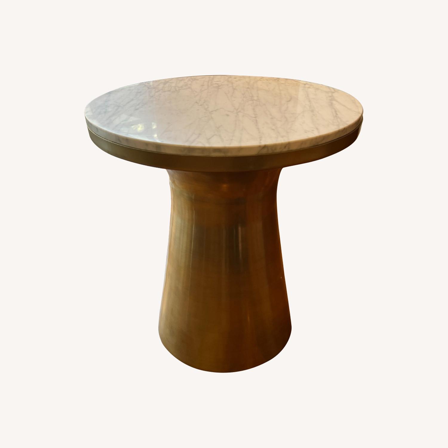 West Elm Marble Topped Pedestal Table 20" - AptDeco