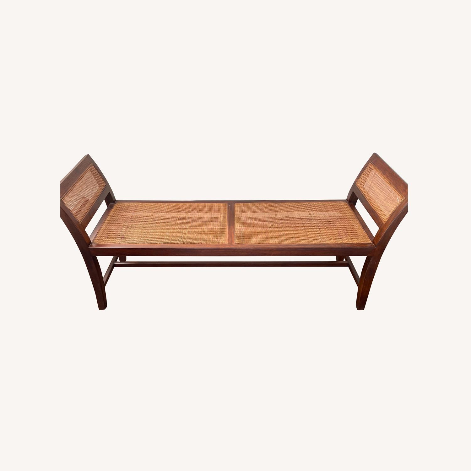 Crate & Barrel Wood and Wicker Bench - AptDeco