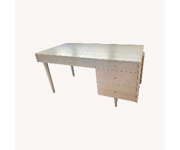 Custom White Washed Ash Solid Wood Desk - AptDeco