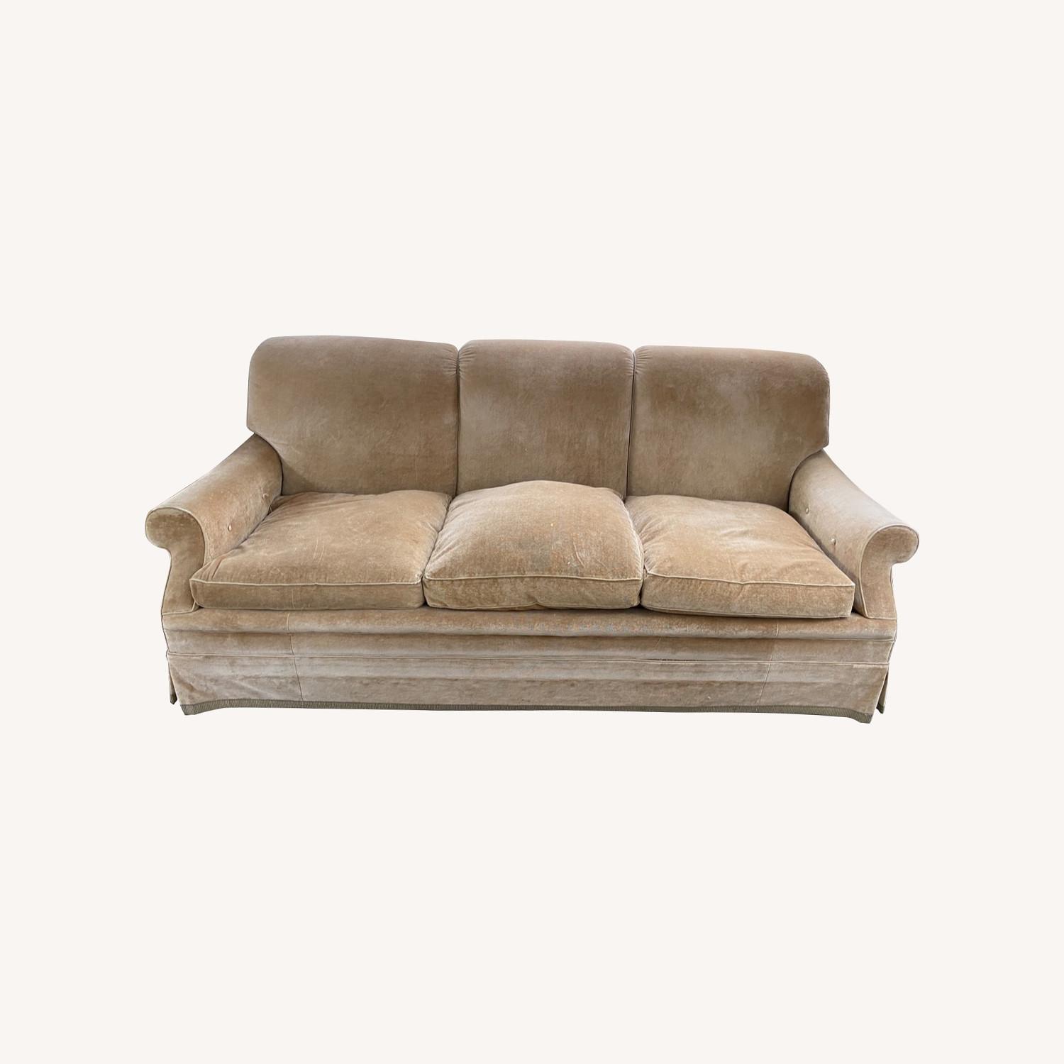 Golden Beige Mohair Down-filled Sofa - AptDeco