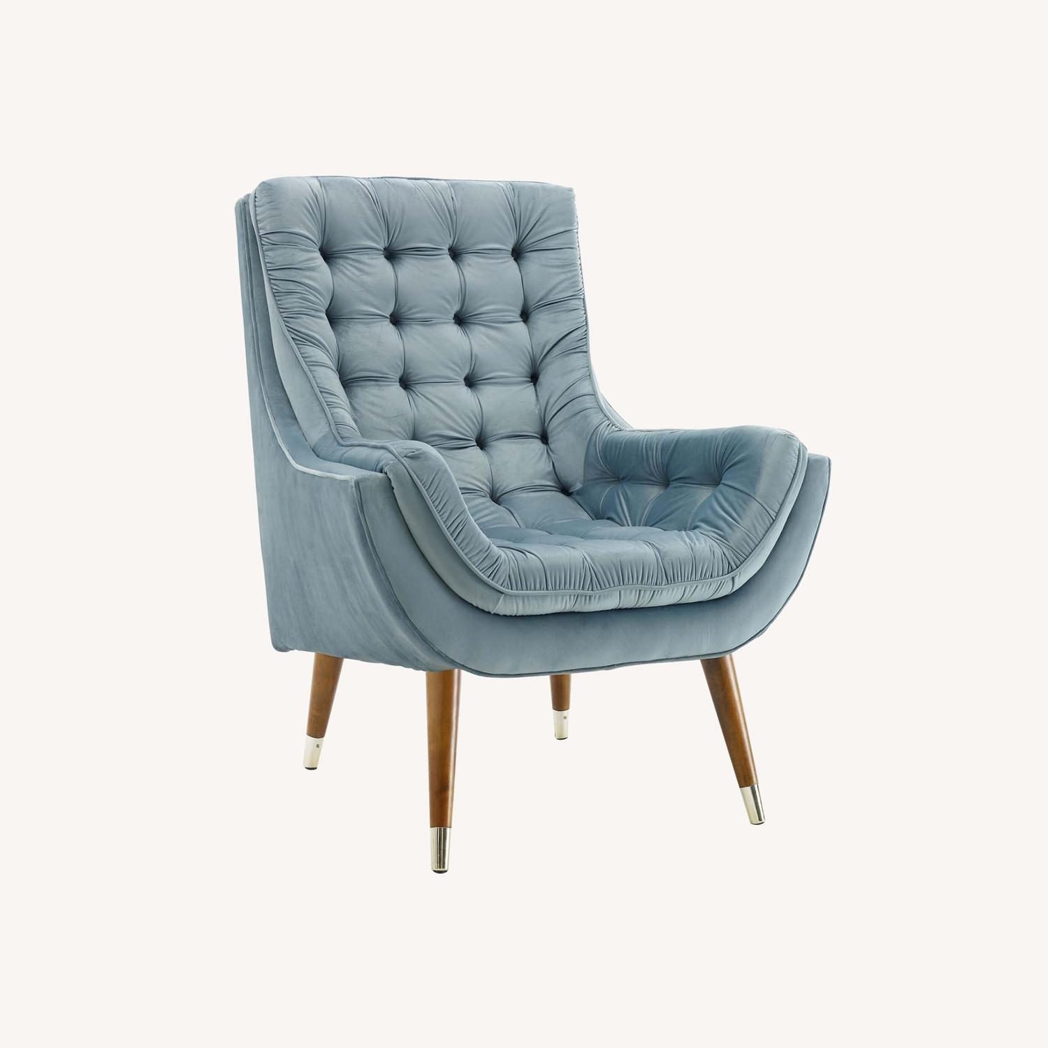 Lounge Chair In Light Blue Performance Velvet - AptDeco