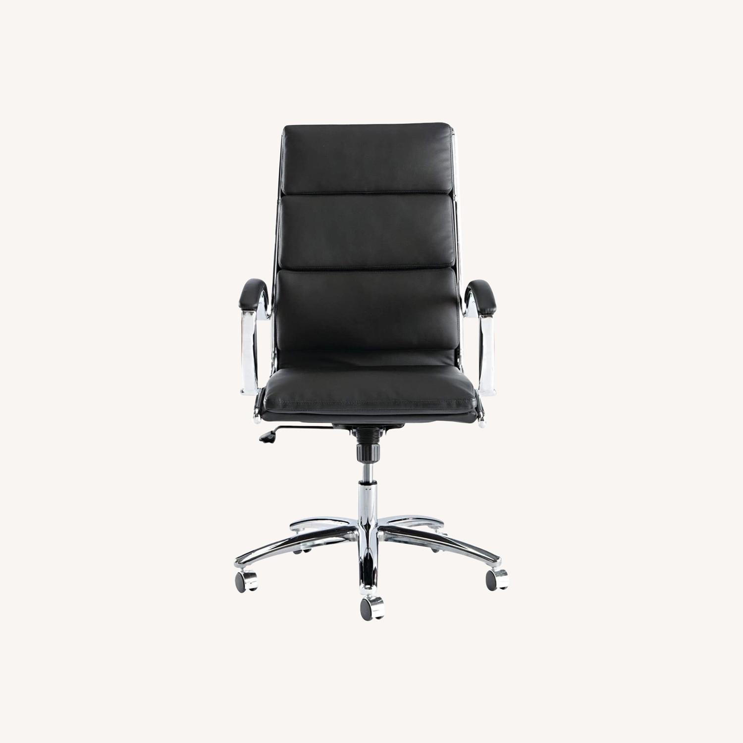 High Back Slim Profile Chair With Chrome Base - AptDeco