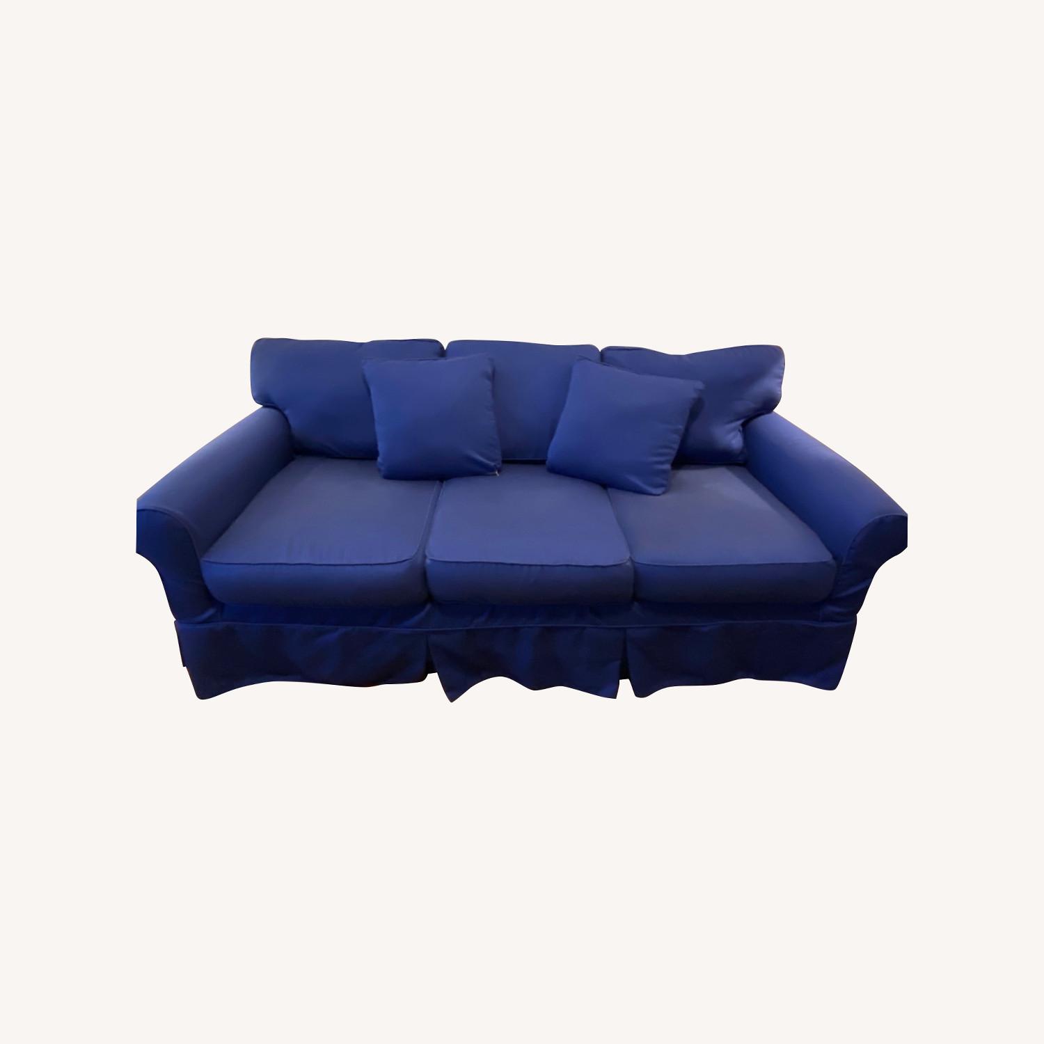 Classic Design Blue Sunbrella Fabric Couch - AptDeco