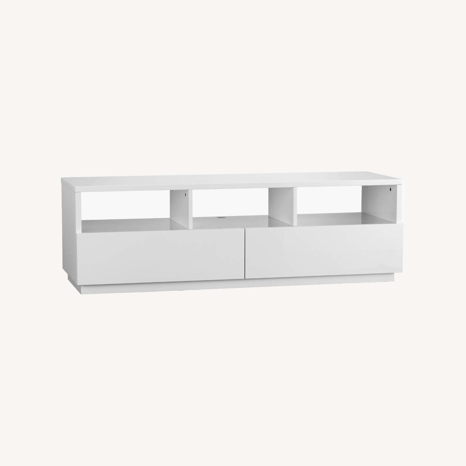 CB2 Chill High-Gloss White Media Console 60" - AptDeco