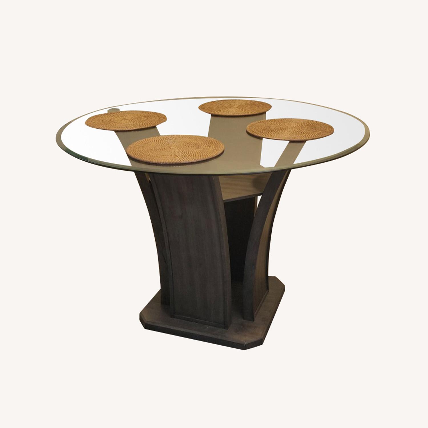 Dapper Grey Round Counter Dining Room Table - AptDeco