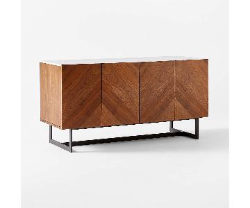 CB2 Wood & Marble TV Console - AptDeco