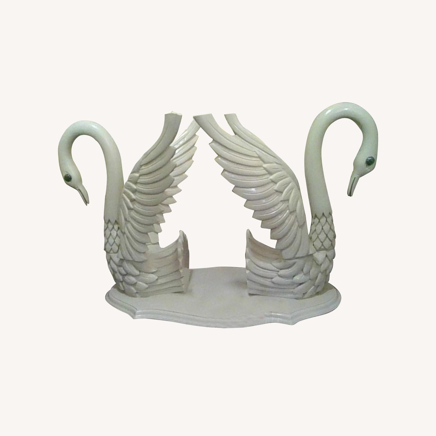 Hand Carved Swan Dining Table Set With 6 Chairs - AptDeco