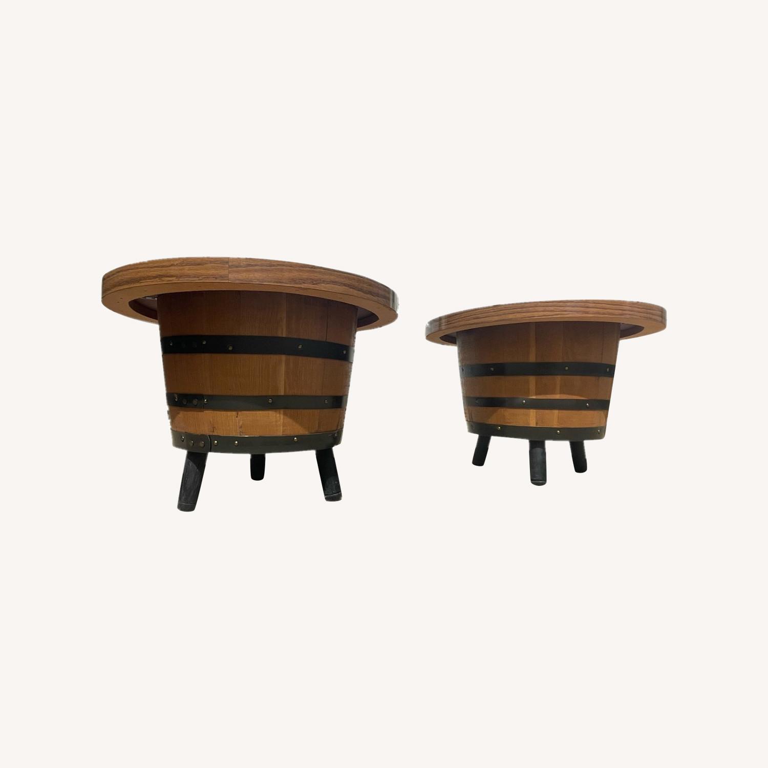 Retro 1970s Americana Whiskey Barrel Side Tables - AptDeco