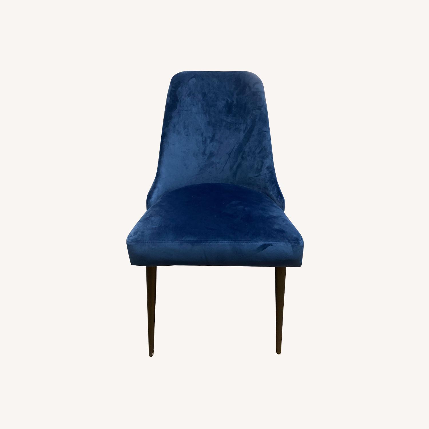 Pier 1 Indigo Velvet Blue Chairs - AptDeco