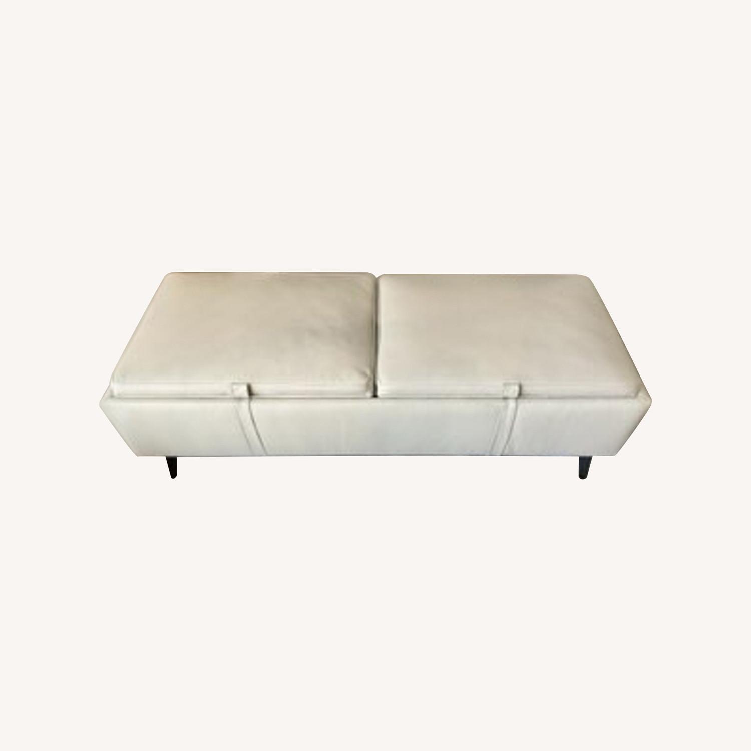 Scan Design Furniture Leather Rectangle Ottoman - AptDeco