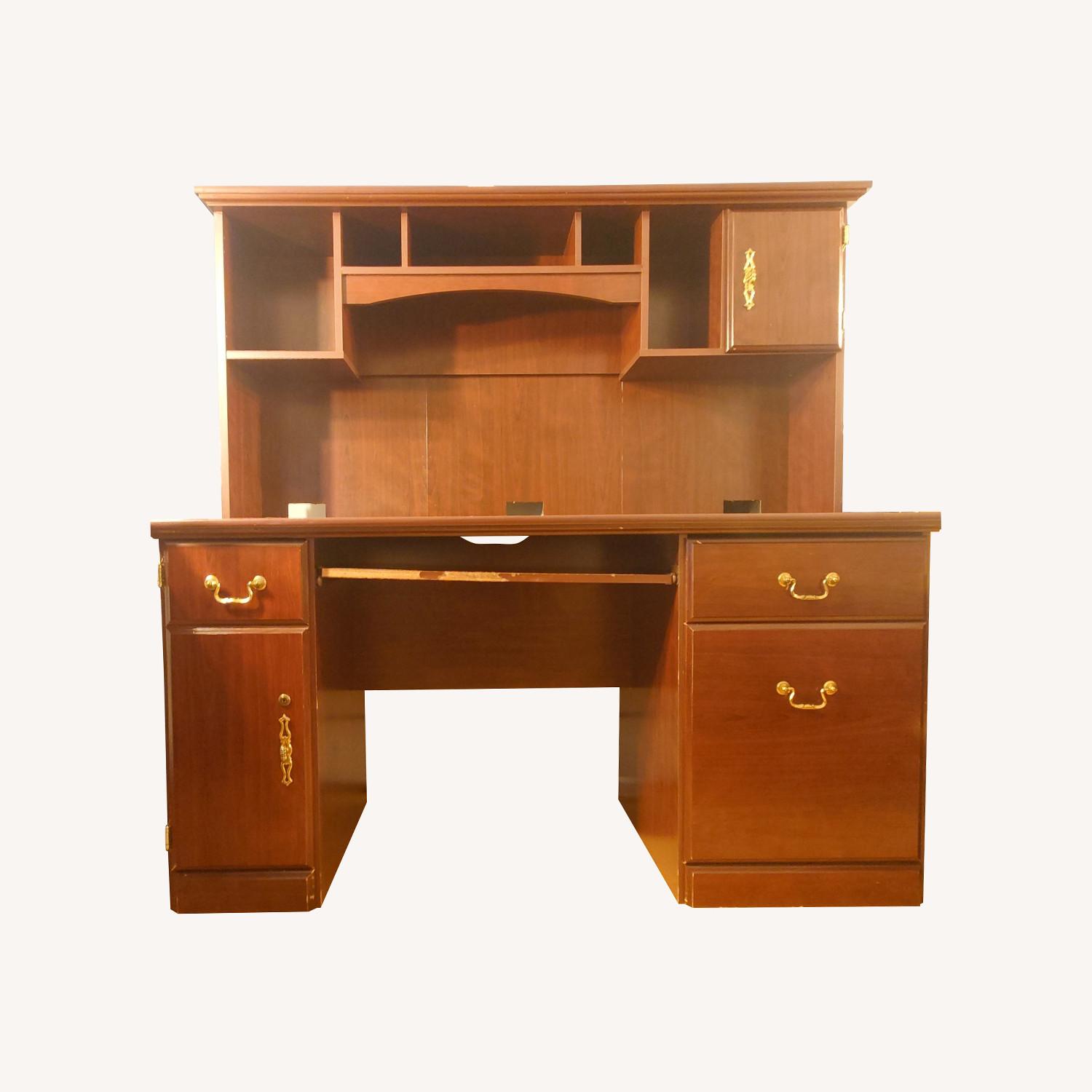 Classic Wooden Desk With Hutch - AptDeco